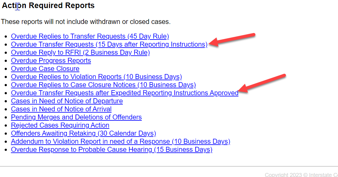 Overdue Transfer Requests after Reporting Instructions – ICAOS Support